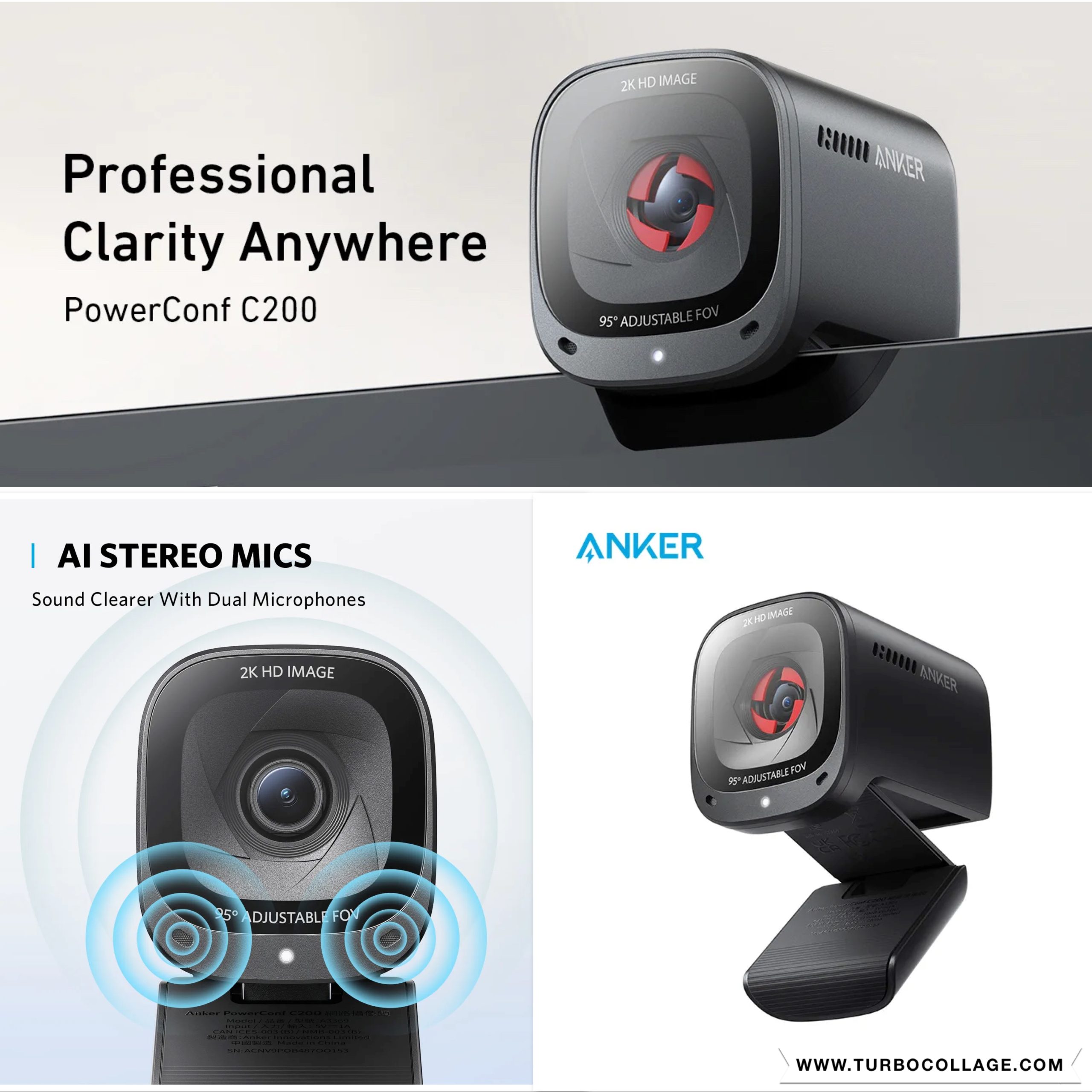 מצלמת רשת משובחת Anker PowerConf C200 2K - קונים נכון - BuyWithUs